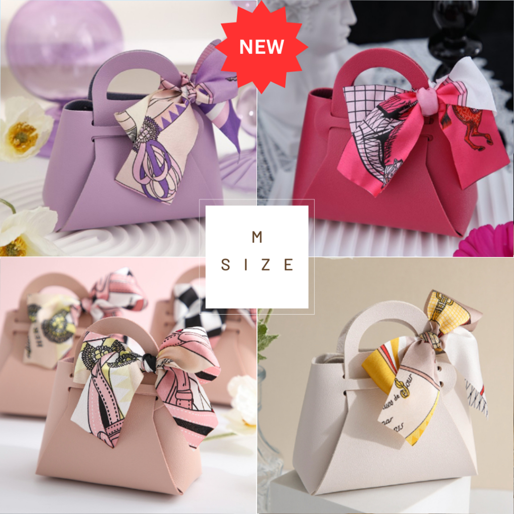 M size Retro style leather gift bag doorgift wedding candy gift 复古风皮革礼袋 ...
