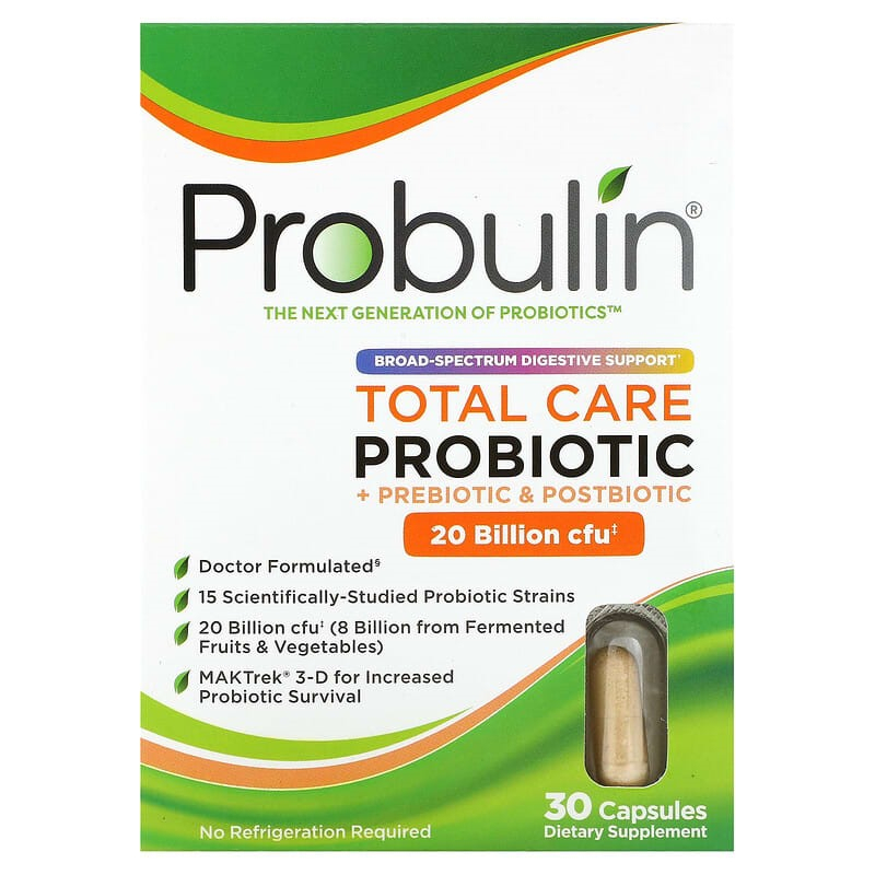 Probulin, Total Care Probiotic, 20 Billion CFU, 30 Capsules | Shopee ...