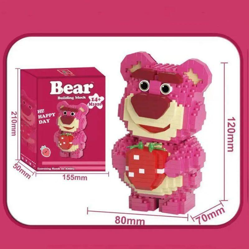 🇲🇾Lotso Bear Building Blocks Micro Bricks Pink Strawberry Bear Toys ...