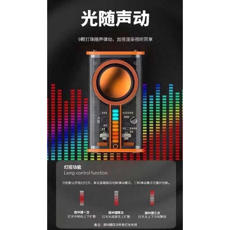 Cyberpunk Transparent Mech Bluetooth Speaker Product model: K07 ...