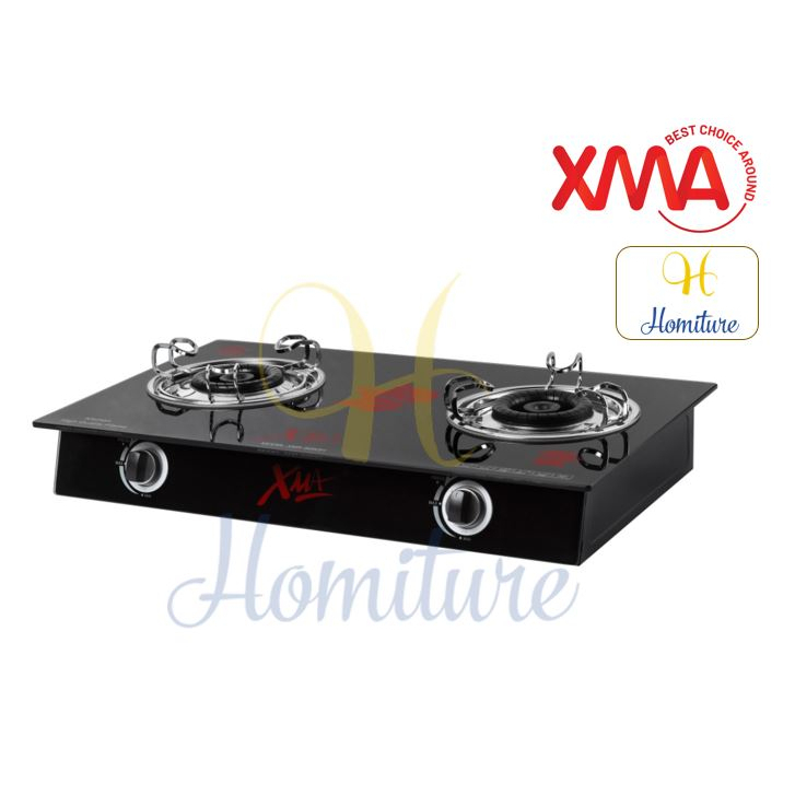 [1 YEAR WARRANTY] XMA DOUBLE BURNERS TABLE TOP GLASS HOB | Shopee Malaysia