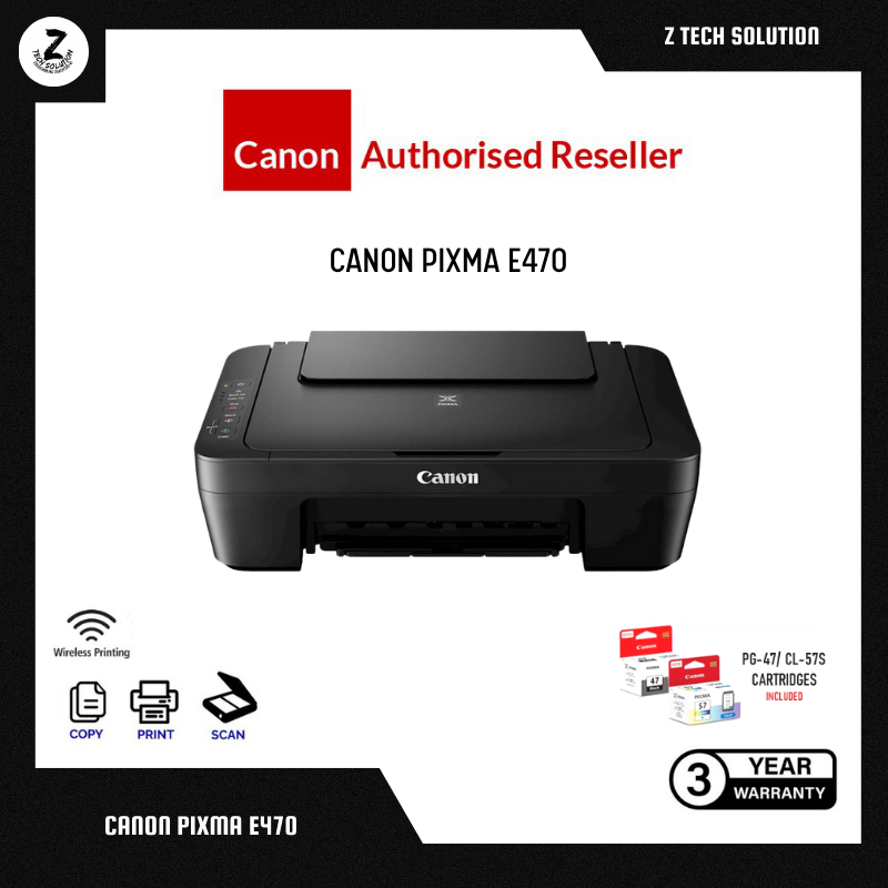 Canon PIXMA E470 Inkjet AIO Wireless Printer ( PRINT, SCAN, COPY ...
