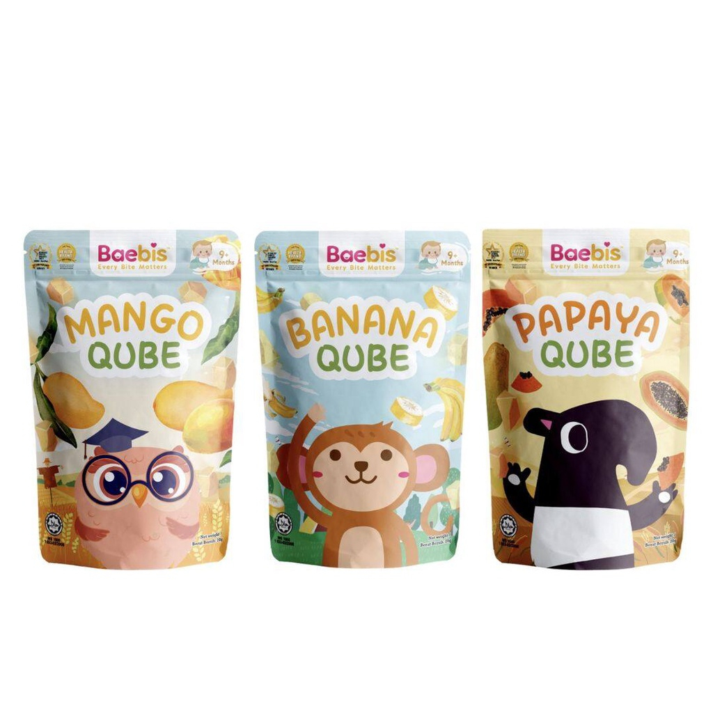 BAEBIS Freeze Dried Cube/Qube - Banana/Mango/Papaya - 20g/pack (READY ...