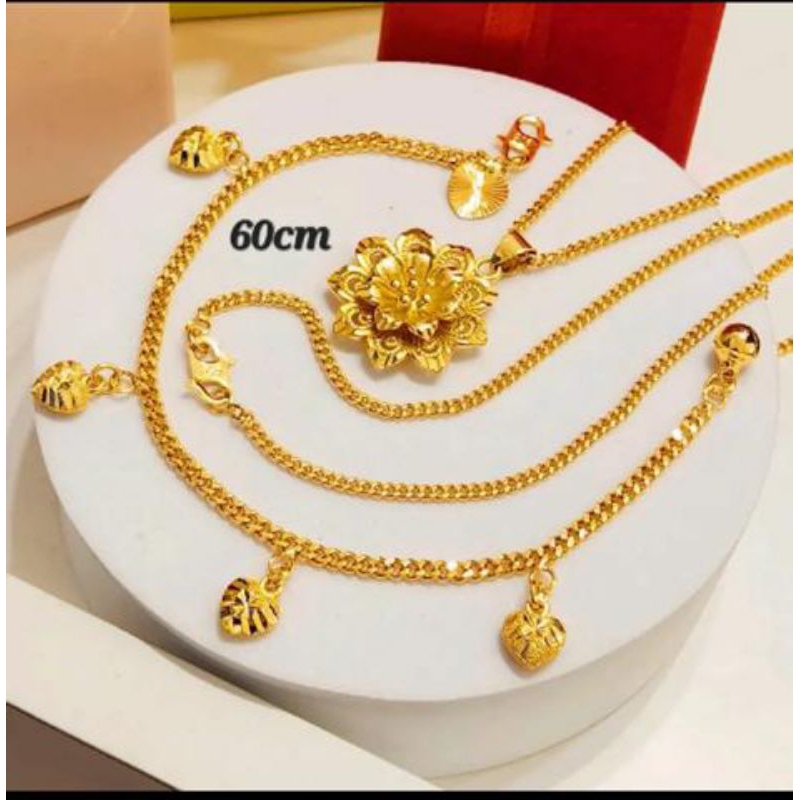 Set Gelang Cincin Rantai Bunga Emas Bangkok Cop 916 | Shopee Malaysia