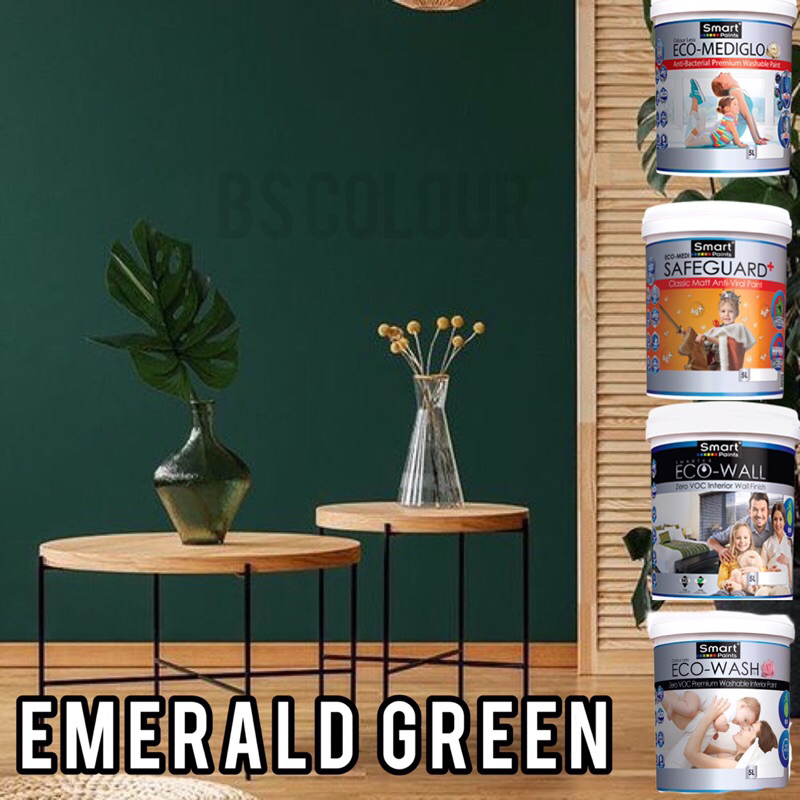 5L Smart Paint Emerald Green Interior Eco Mediglo(sheen)/Ecowash(sheen)/Eco-Medi Safeguard(matt ...
