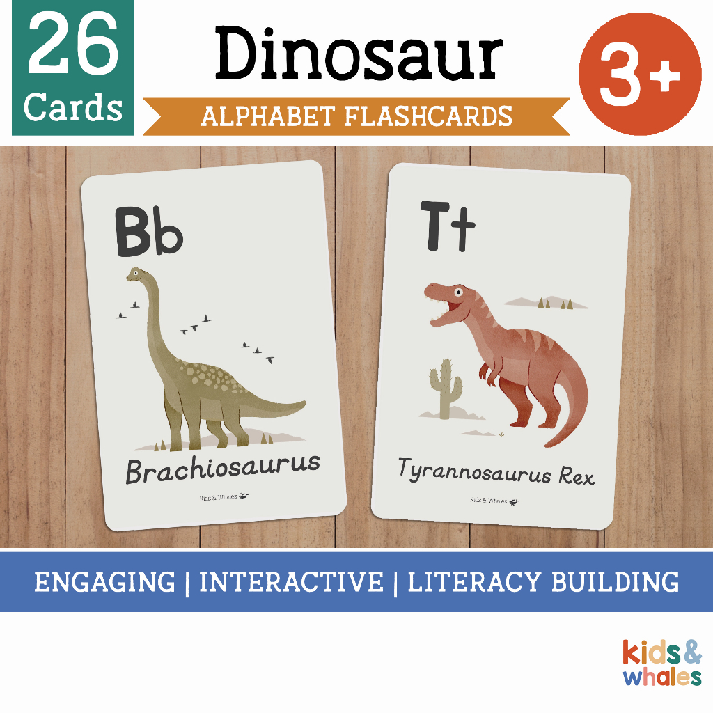 Dinosaur Flashcards - Dinosaur Alphabet Flash Cards - Educational Cards ...