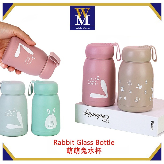 Ready Stock 🔥 Rabbit Glass Bottle Small Portable Mug Hot & Cold Water ...