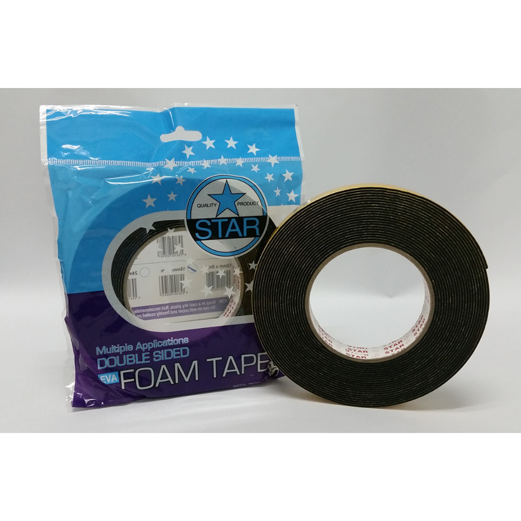 STAR BRAND DOUBLE SIDED EVA FOAM TAPE BLACK COLOUR (12/18/24MM X 8M ...