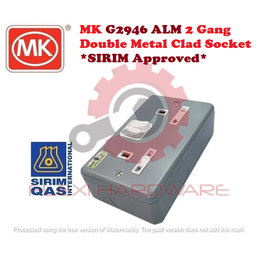 *SIRIM* MK G2946 ALM Double Metal Clad 2 Gang 13A Socket OutletORIGINAL | Shopee Malaysia