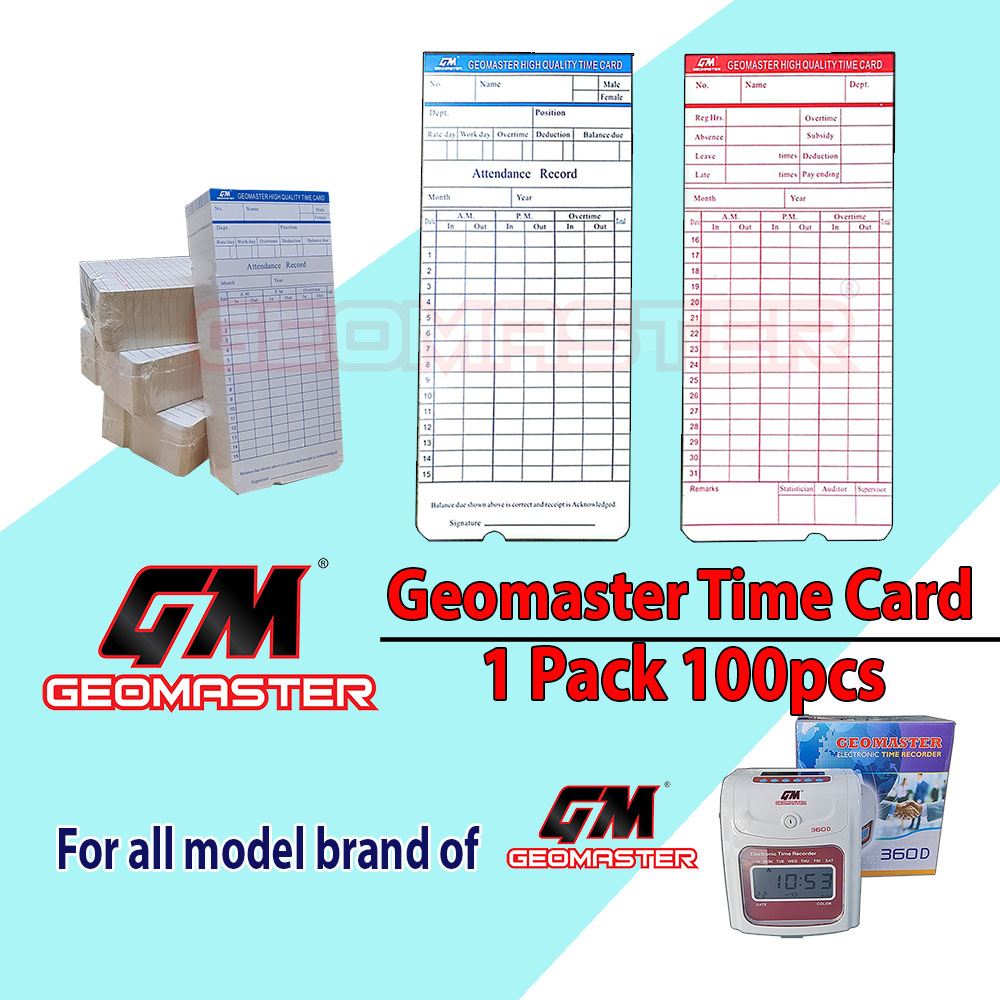 Geomaster Time Recorder Punch Card Time Card 1 pack 100 pcs (Original ...