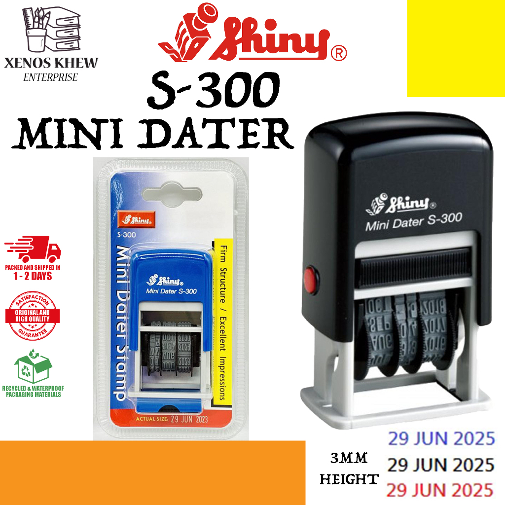 SHINY S300 SELF INKING DATE STAMP & INK PAD REPLACEMENT / SHINY S-300 DATE STAMP (READY STOCK ...
