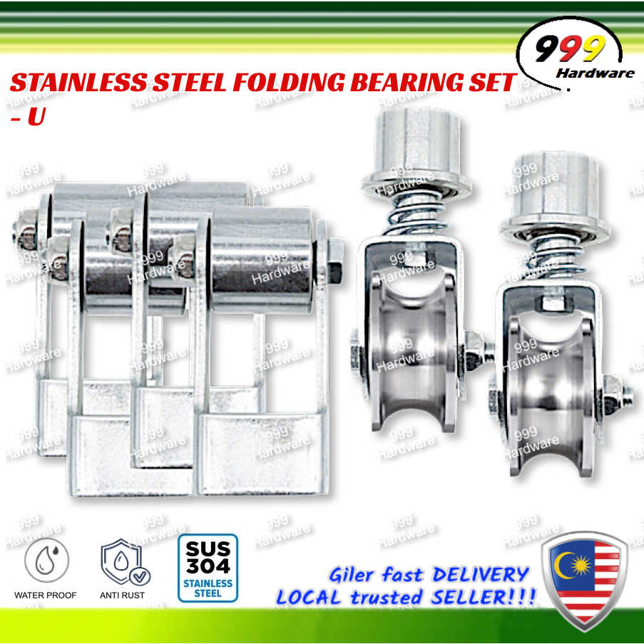 999 STAINLESS STEEL SUS304 FOLDING GATE BEARING SET ( U / UV ROLLER ...