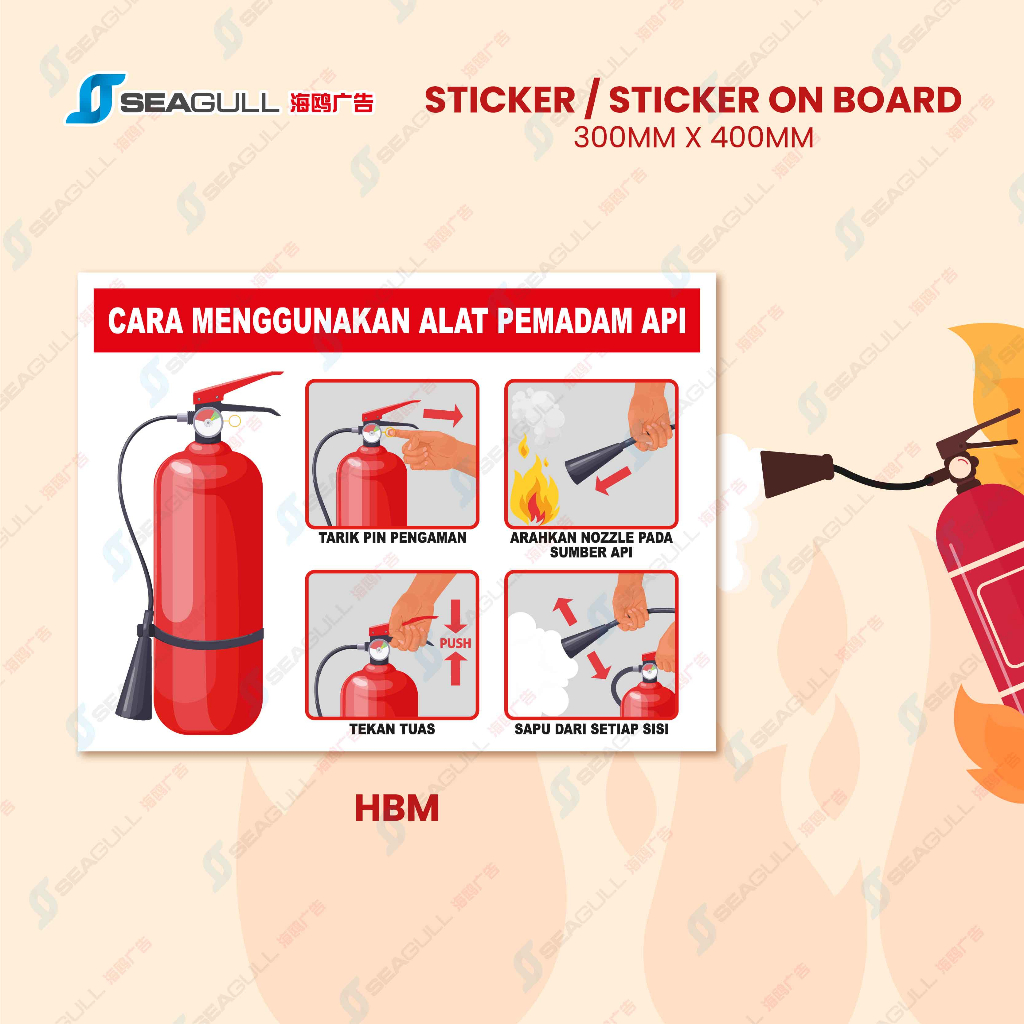 Fire Extinguisher Signage Sticker How to Use Ways to Use Tutorial Cara ...