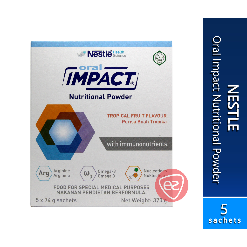 ORAL IMPACT POWDER TROPICAL FRUIT FLAVOUR IMMUNONUTRITION 5 SACHETS OF ...
