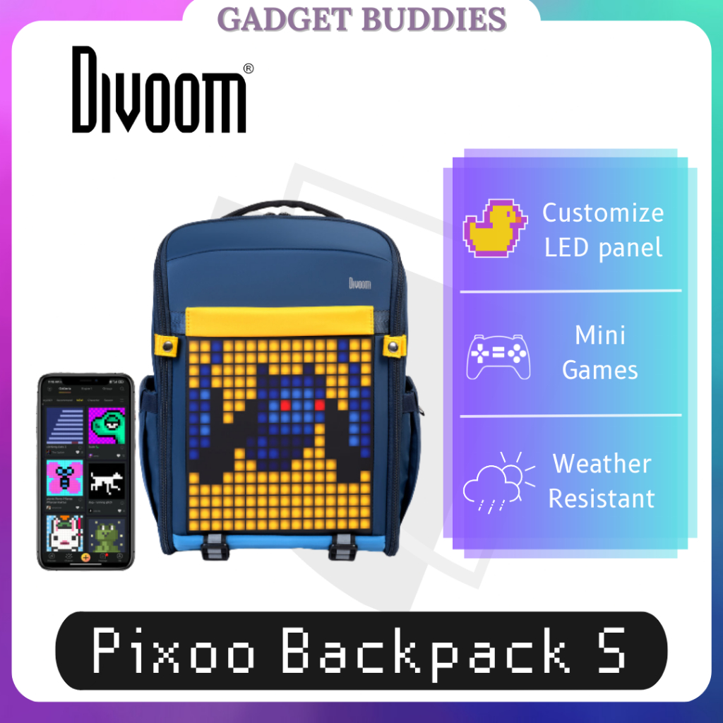 Divoom Pixoo Backpack S Customisable Pixel Art Multi Compartments ...
