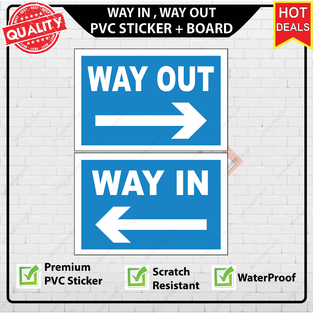 Way in , Way Out Signage PVC Sticker + Board | Shopee Malaysia