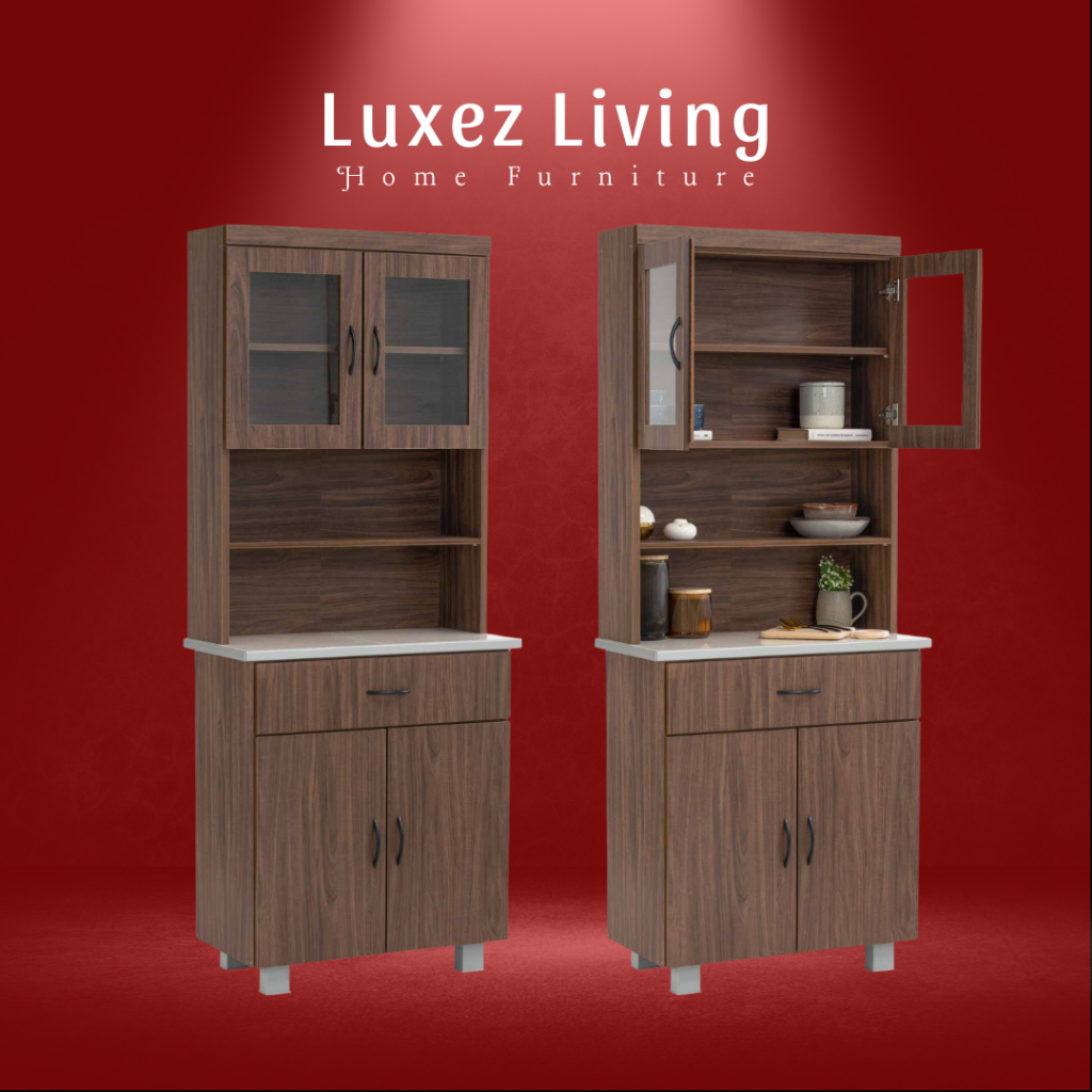 LUXEZ Frey 0.8M tall kitchen cabinet in Walnut colour Almari Dapur ...