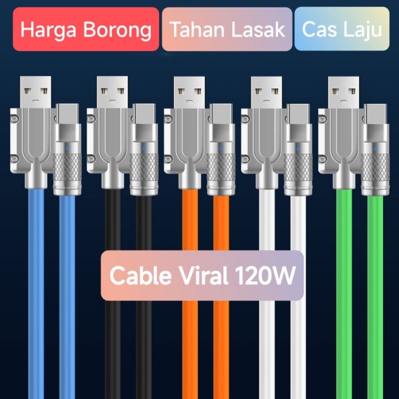 Cable Kabel Viral Tebal Tahan Lasak 120W Micro USB C Type C Fast ...