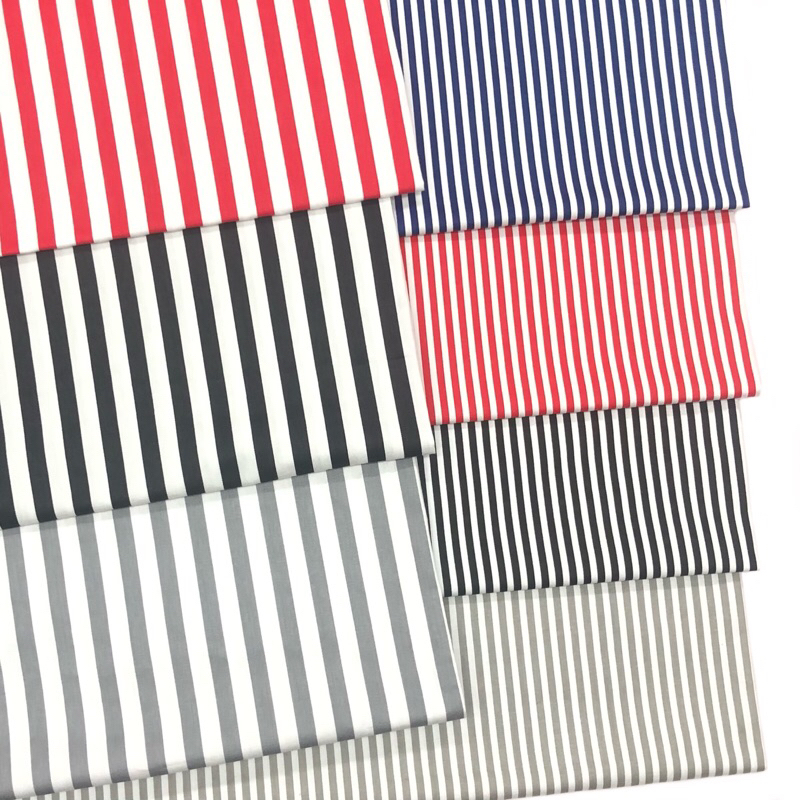 Kain Comb Cotton Jalur Merah (Bidang 60") / 0.4cm & 1cm Red Stripe Line ...