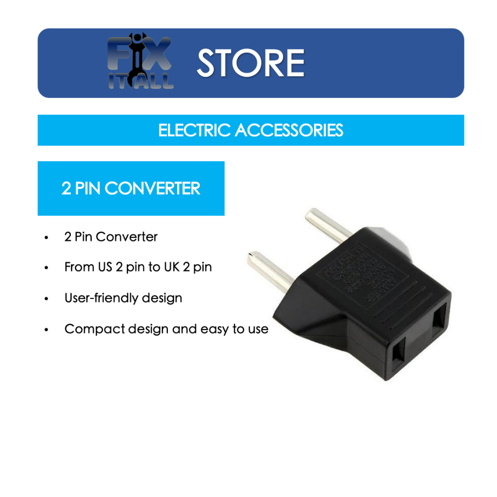 US 2 Pin to EU 2 Pin Converter Conversion Plug Universal Travel Soket ...