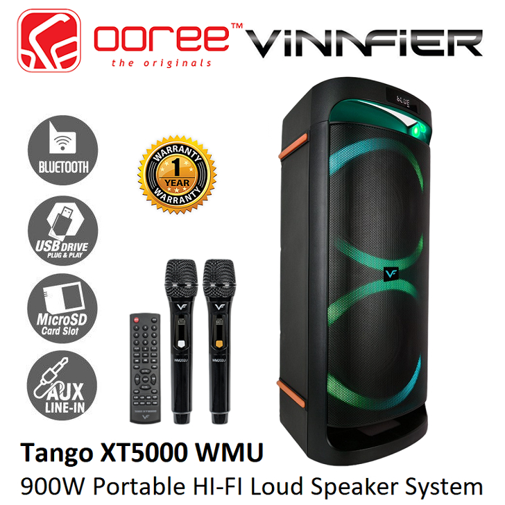 VINNFIER TANGO XT5000 WMU 900W PORTABLE BLUETOOTH HI-FI LOUD SPEAKER ...