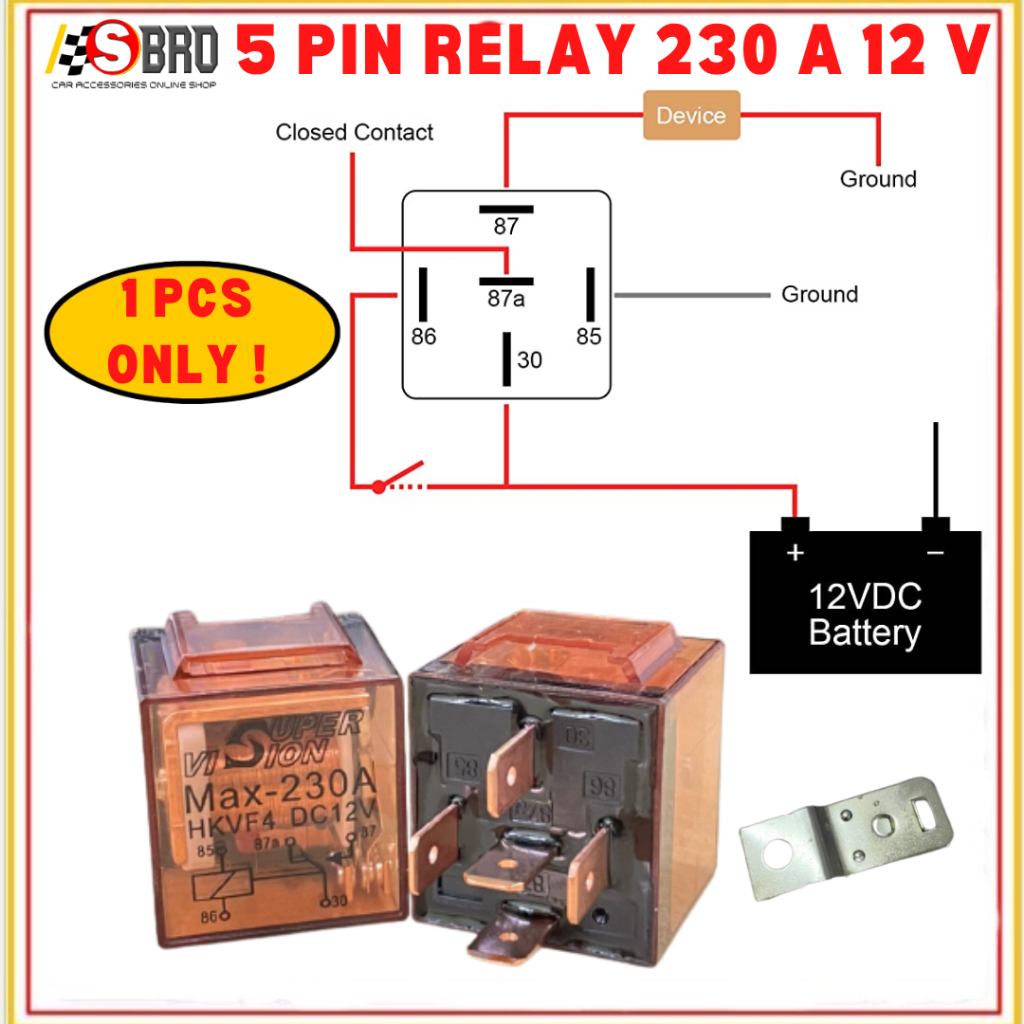 Car Truck Auto Automotive 12V 230 AMP 87A LED Relay 5 Pin New ...