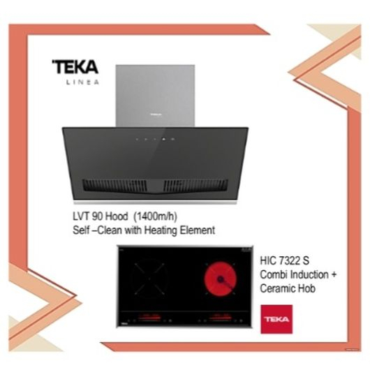 Teka LVT 90 Hood (1400m3/h) Self-Clean with Heating Element + HIC 7322 ...