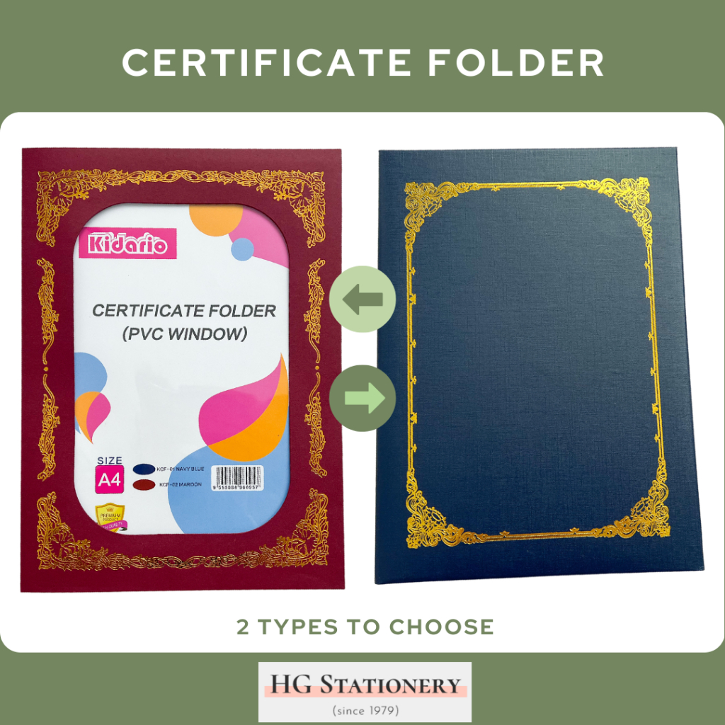 A4 Size Kidario Red & Blue Certificate Document Holder Protector Covers ...