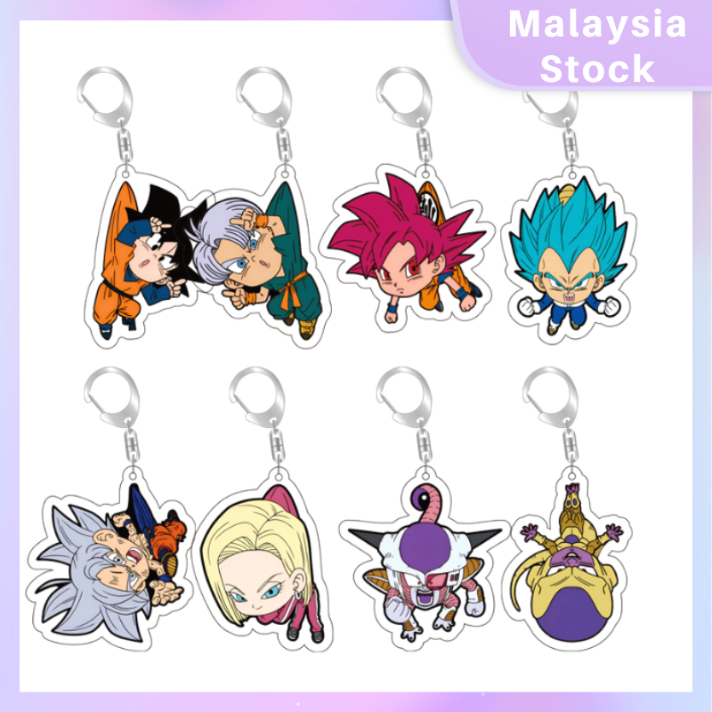 Anime Dragon Ball Acrylic Pendant Keychains Son Goku Vegeta Super Saiya ...