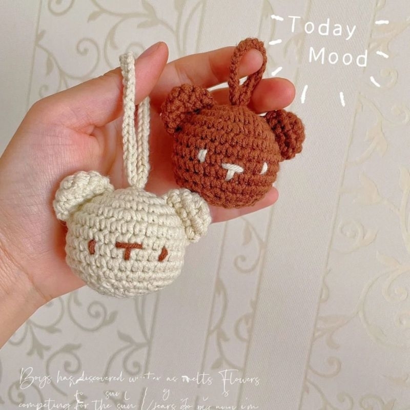 Handmade Crochet Bear Keychain Knit Amigurumi Keychain 针织熊钥匙圈 | Shopee ...