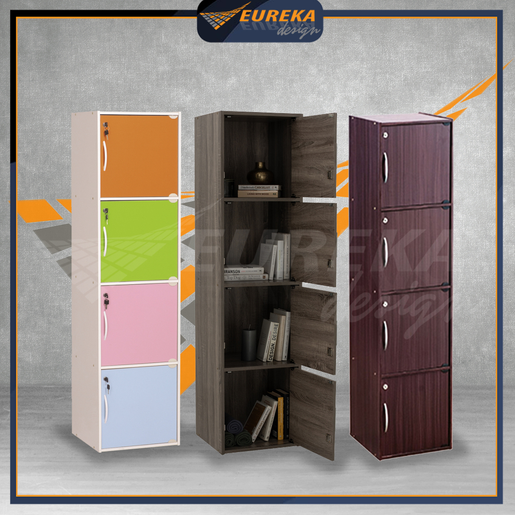[INSTALLATION SERVICE] 4 Door Storage Cabinet Box Lock Wood / Almari ...