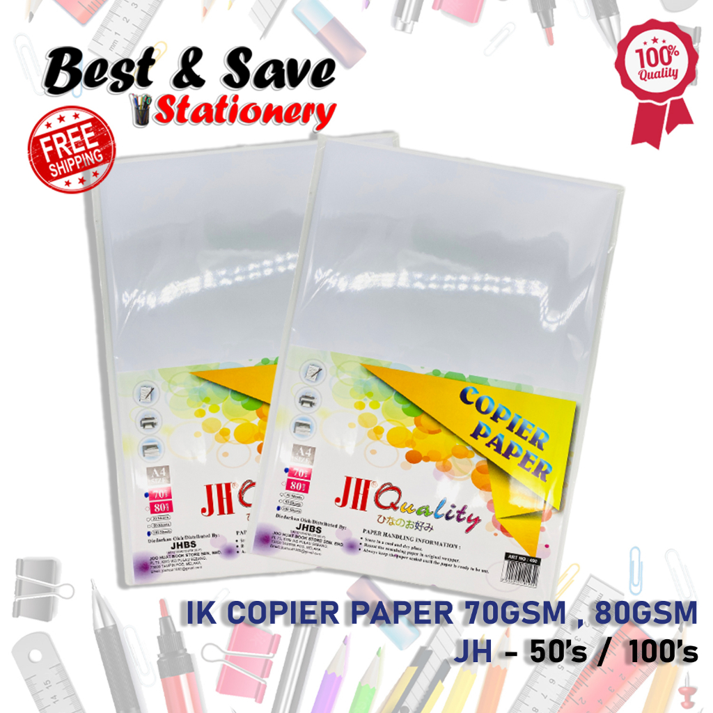 [ BEST & SAVE LOCAL ] JH A4 PAPER 70GSM / 80GSM 100 SHEETS IK COPY ...
