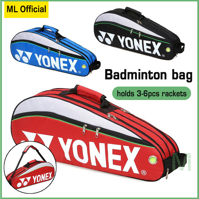 ⭐Yonex Badminton Bag⭐Zip With Shoes Compartment can fit for 3-5 Racke ...