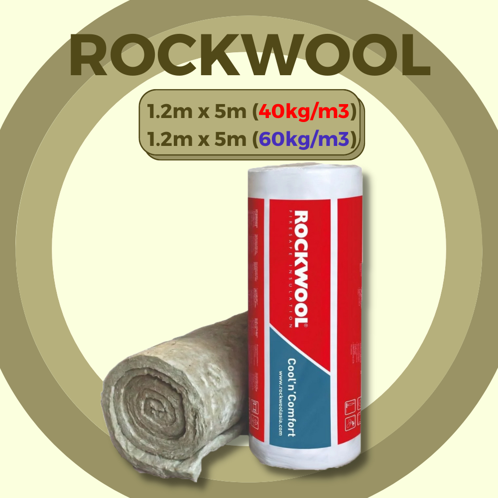 ROCKWOOL Mineral Wool (1.2m x 5m [40kg/m3][60kg/m3]) Heat Insulation ...