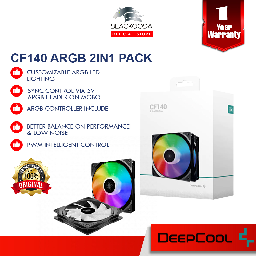 DEEPCOOL CF140 ARGB 2 IN 1 CHASSIS FAN ( DC-CF140-2IN1 ) | Shopee Malaysia