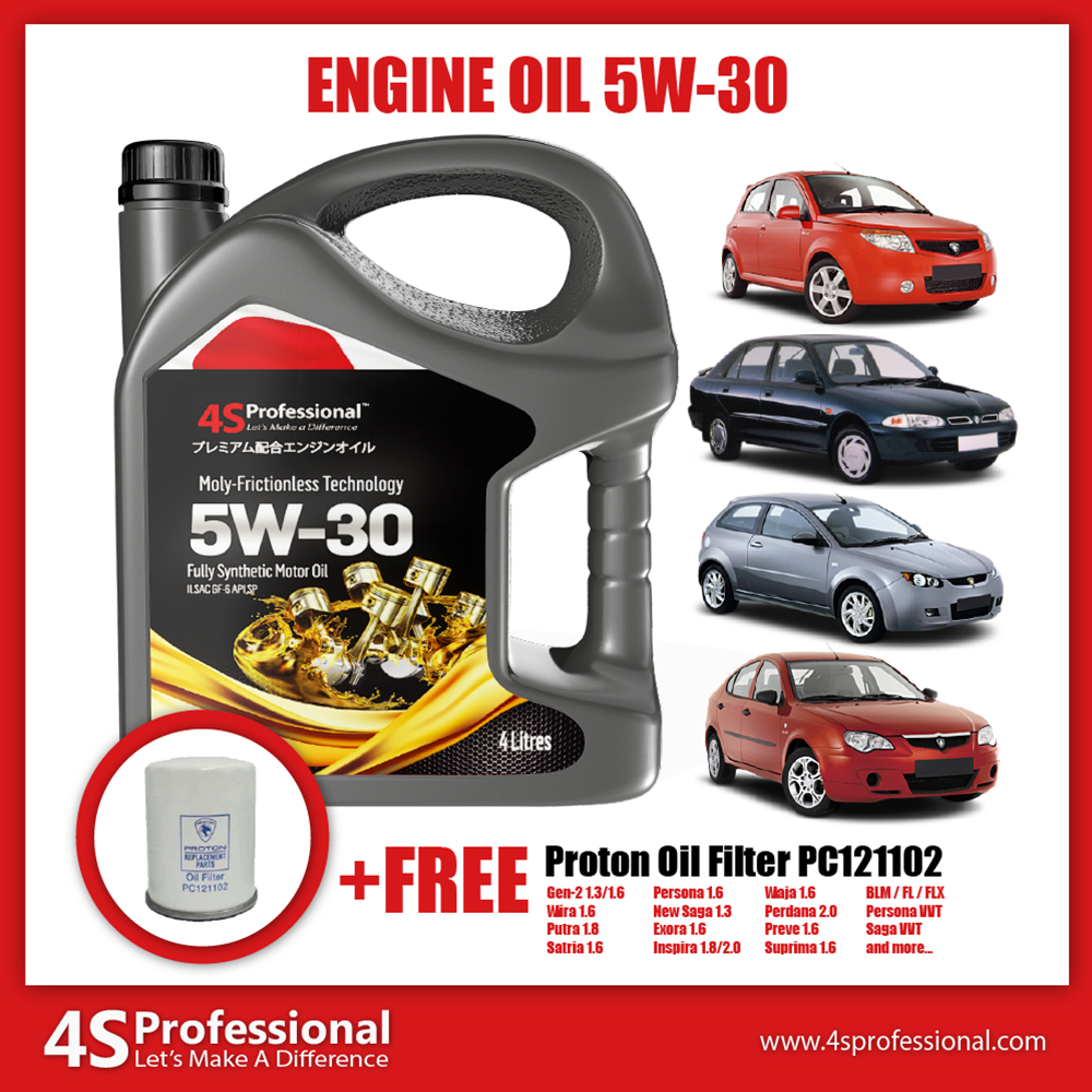 (Proton Oil Filter) 4S Professional™ Fully Synthetic 5W-30 Engine Oil ...