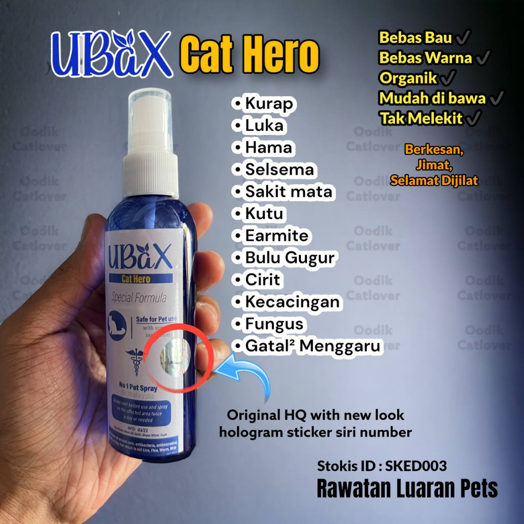 Ubax Pets Spray Ubex Kucing Cat Hero Original HQ Cat,Dog,Arnab,Haiwan ternakan,kegunaan luaran ...