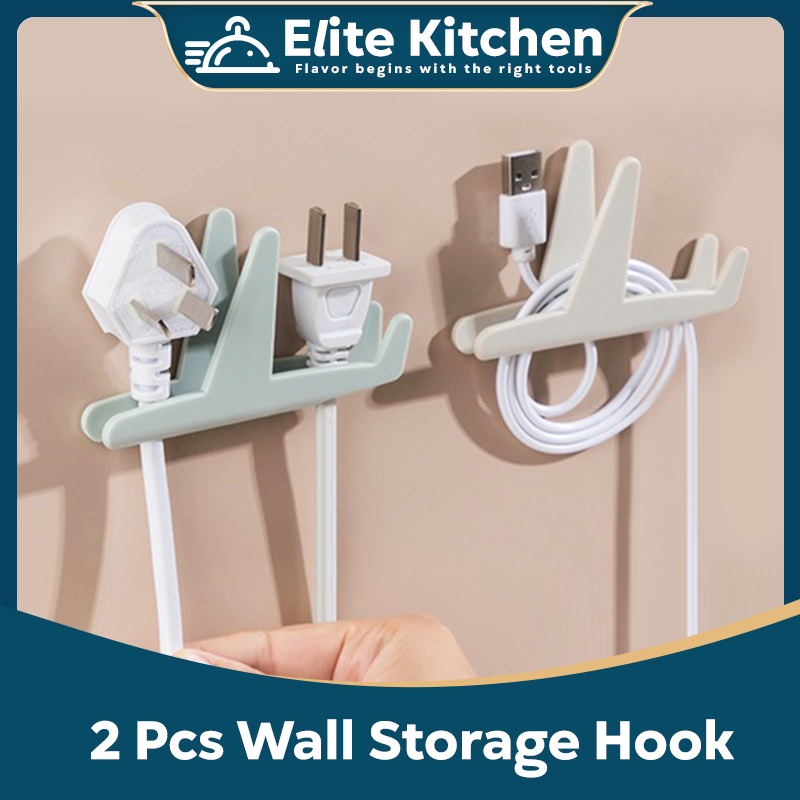 Elite Kitchen - 2pcs Power Plug Hook Holder Strong Adhesive Hook Wall ...