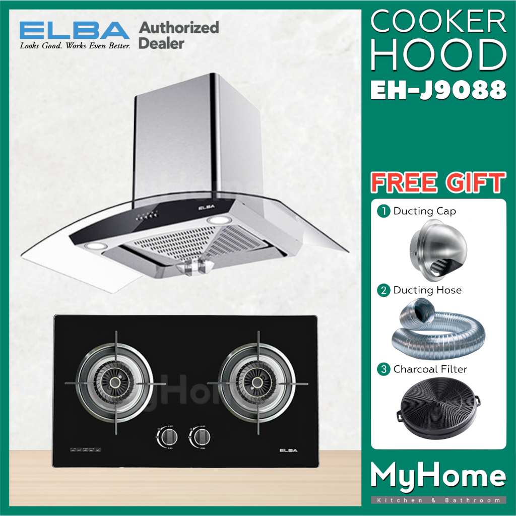 ELBA INFINITO EH-J9088(SS) Kitchen Hood Cooker Hood Gas Cooker Hob Package ELBA J9088 | Shopee ...