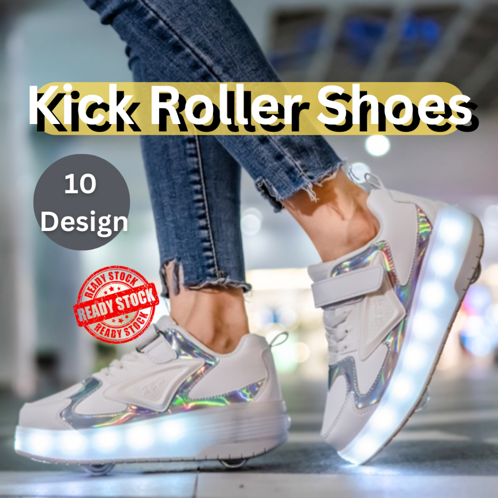 Audday YCS Kick roller shoes Light Led Kick Roller Roll Shoes Kids 10 ...