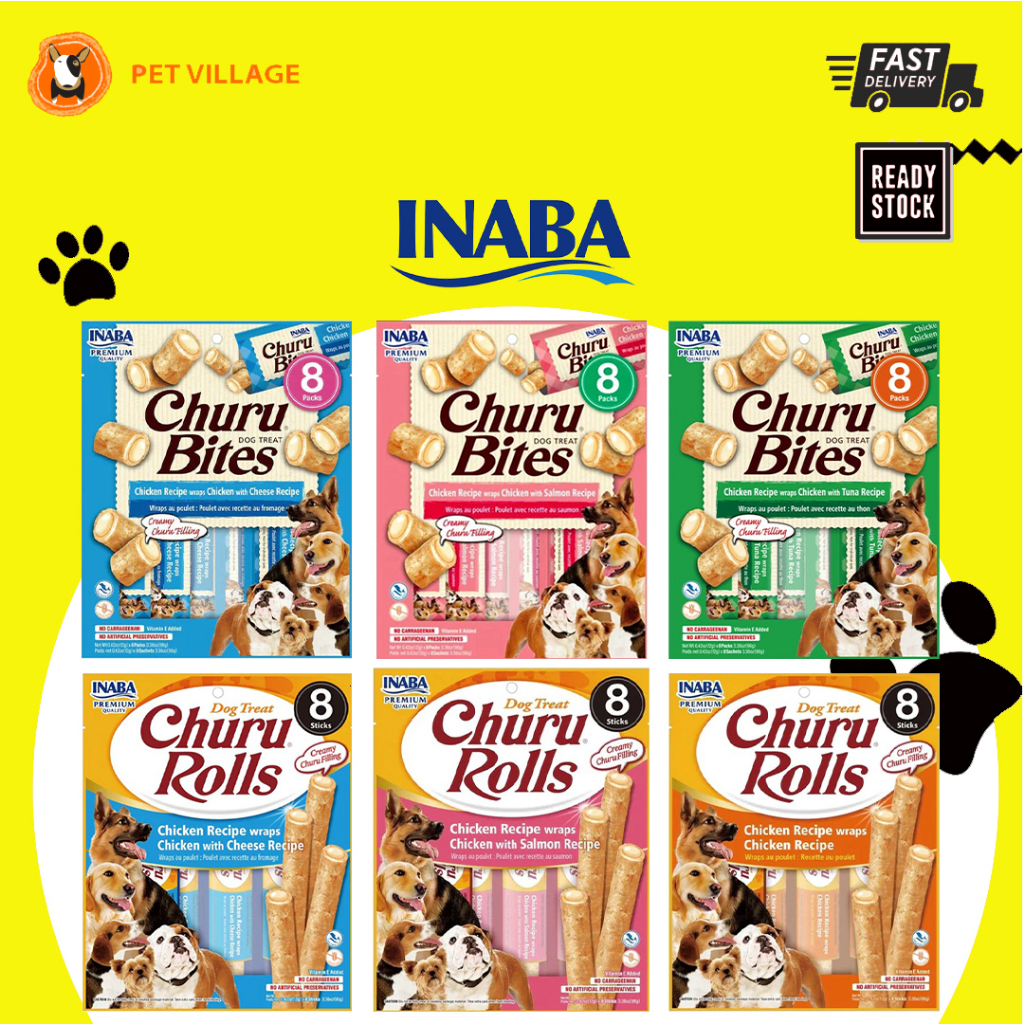 INABA Churu Bites/Churu Rolls Dog Treats 96g(12g x 8sticks/packs ...
