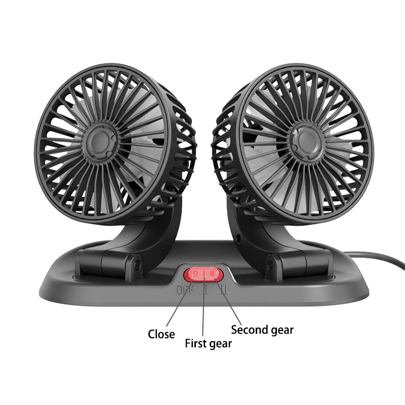 🔥Car Fan Mounted Dual Head Fan Powerful Fan Supercharged Cooler 360 ...