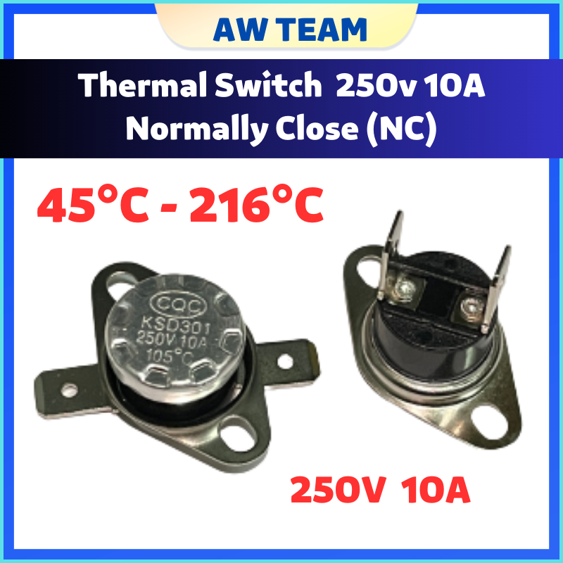 40°C ~ 216°C Thermal Switch 250v 10A KSD301 Normally Closed (NC) Temperature Switch | Shopee ...