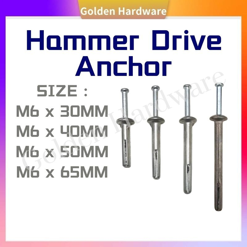 TF Brand Zinc Alloy Hammer Drive Anchor DNA Wall Plug Paku Besi - 50 / ...