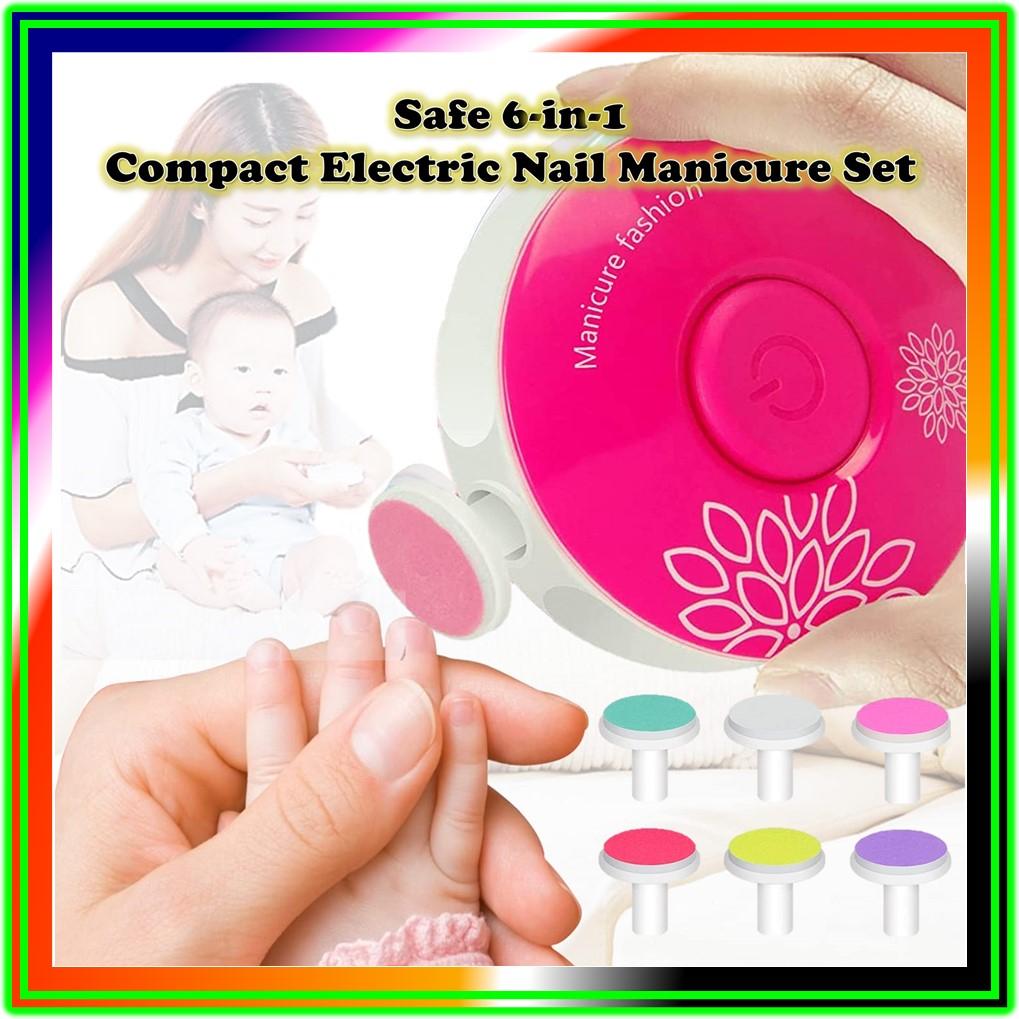Safe 6 in 1 Compact Electric Nail Manicure Set, Free Battery | Shopee ...