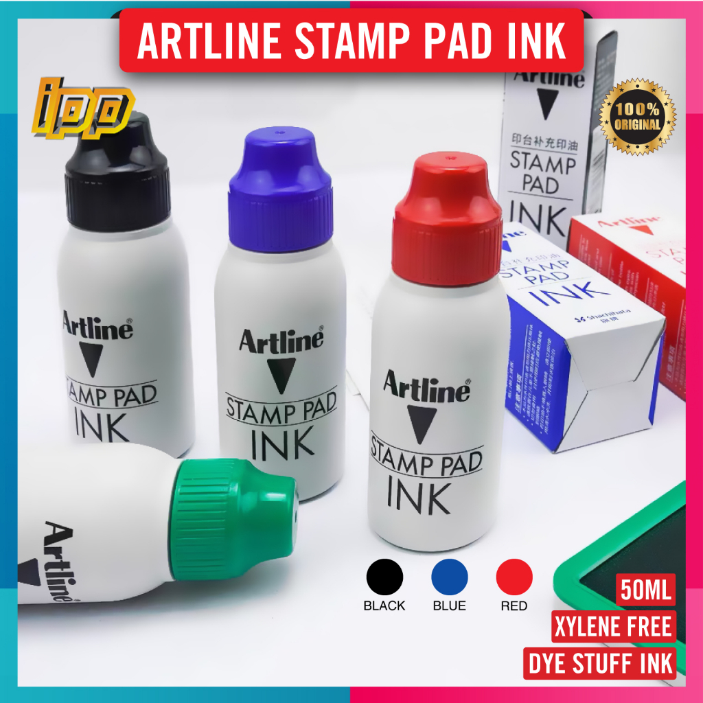 Artline Stamp Pad Ink 50cc / 50ml Black, Blue, Red | Shopee Malaysia