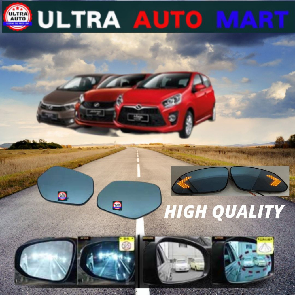 [1 PAIR] PERODUA AXIA BEZZA MYVI REAR VIEW SIDE MIRROR GLASS WIDE ANGLE ...