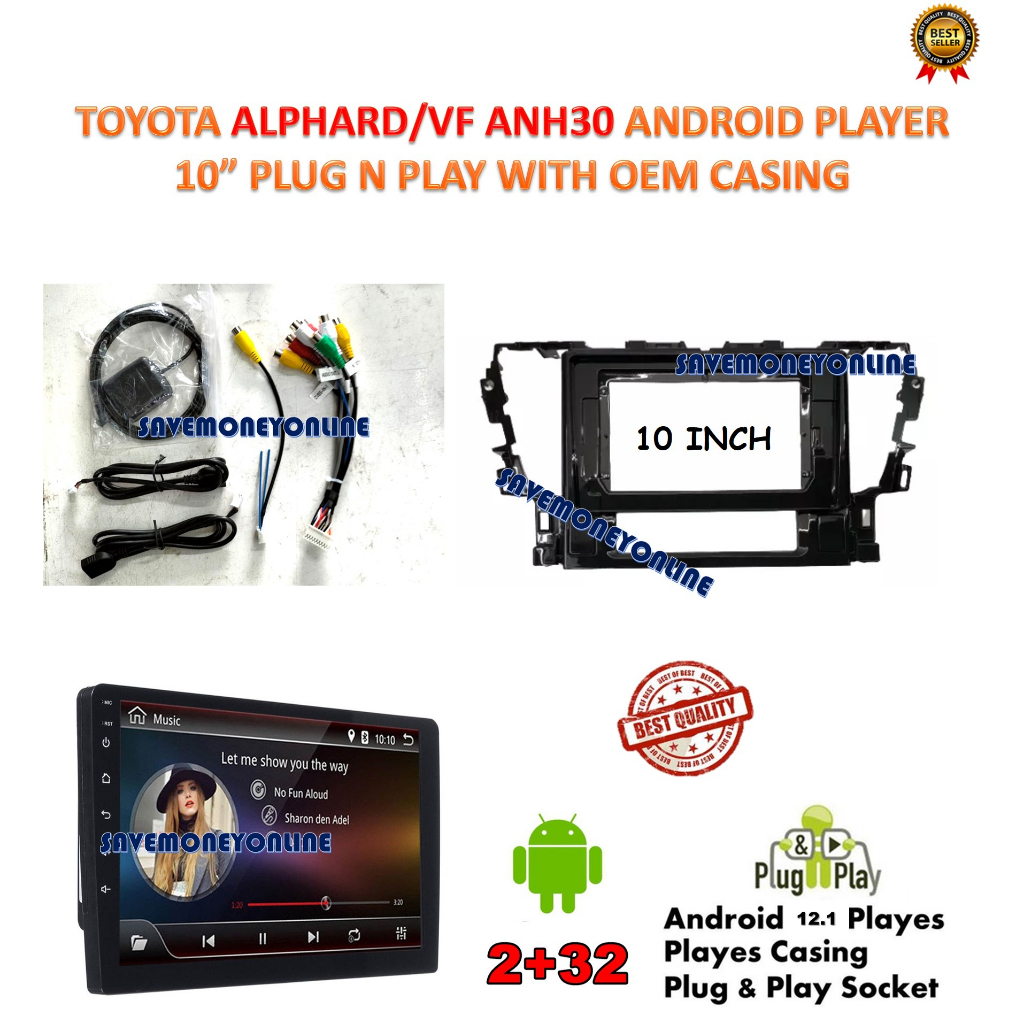 TOYOTA ALPHARD / VELLFIRE ANH30 2015 10 INCH ANDROID PLAYER CASING ...
