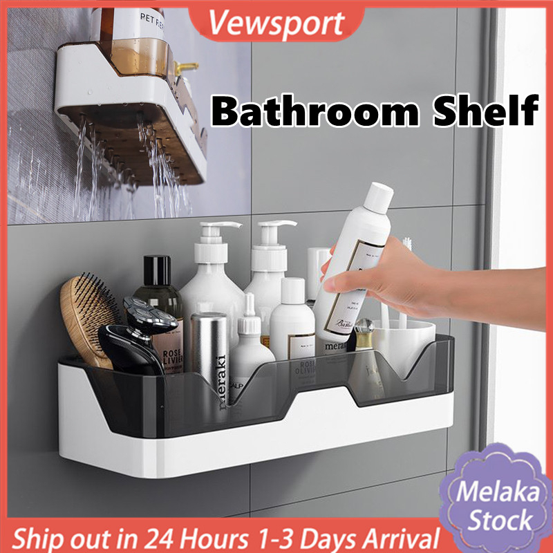 Bathroom Shelf Shampoo Holder Shower Shelves Wall Mount Kitchen Storage ...