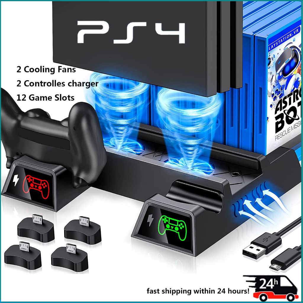 PS4 Multifunctional Vertical Stand With Cooling Fan & Dual Controller ...